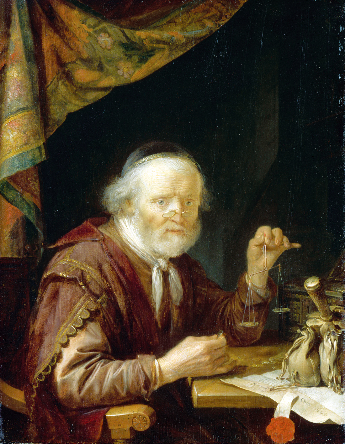 Money Man Weighing Gold Lapham s Quarterly